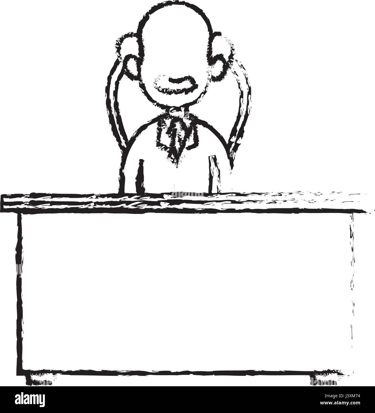 sketch doctor male sitting desk work hospital sketch Stock Vector Image ...