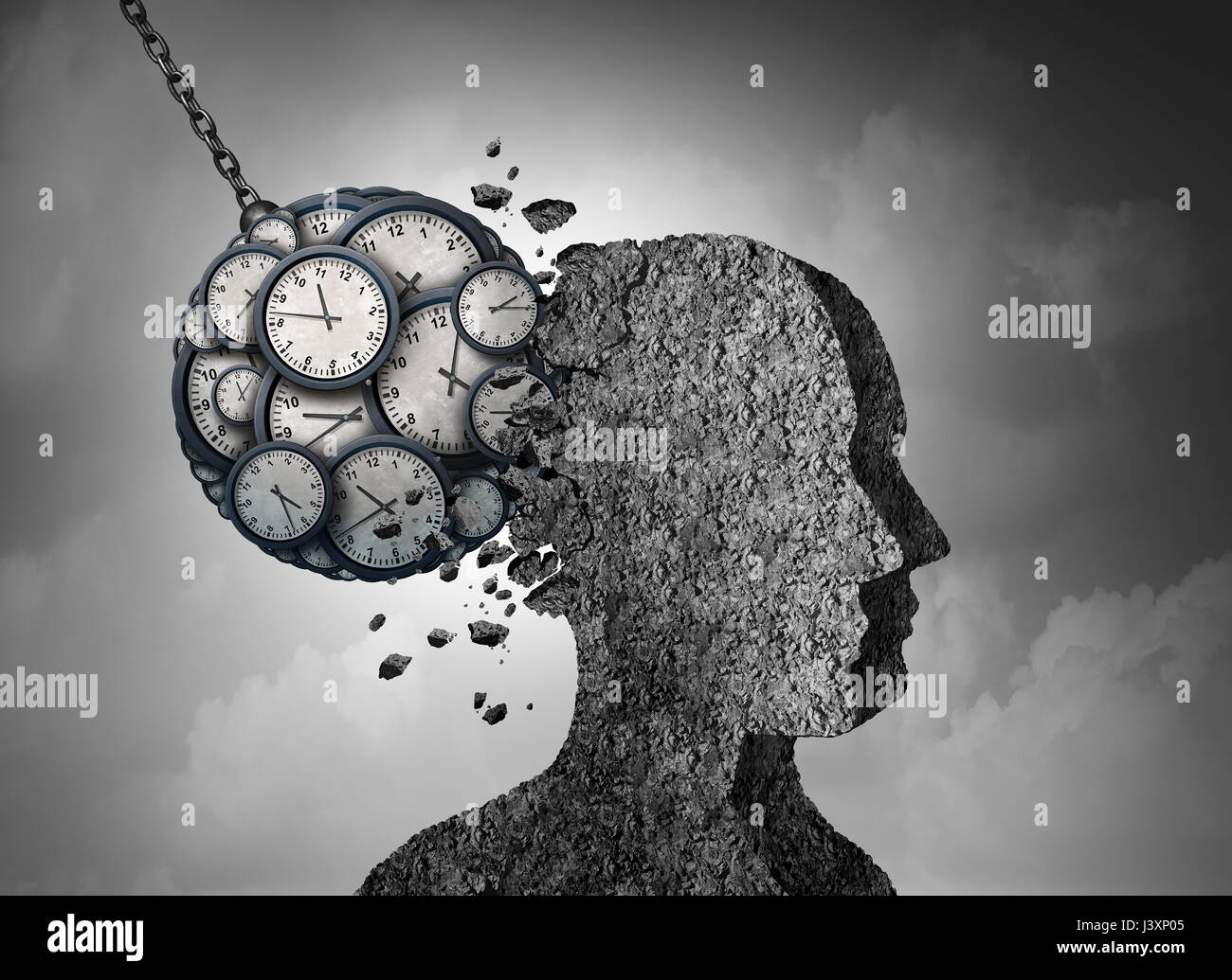 Time and stress and business pressure concept as a group of clock ...