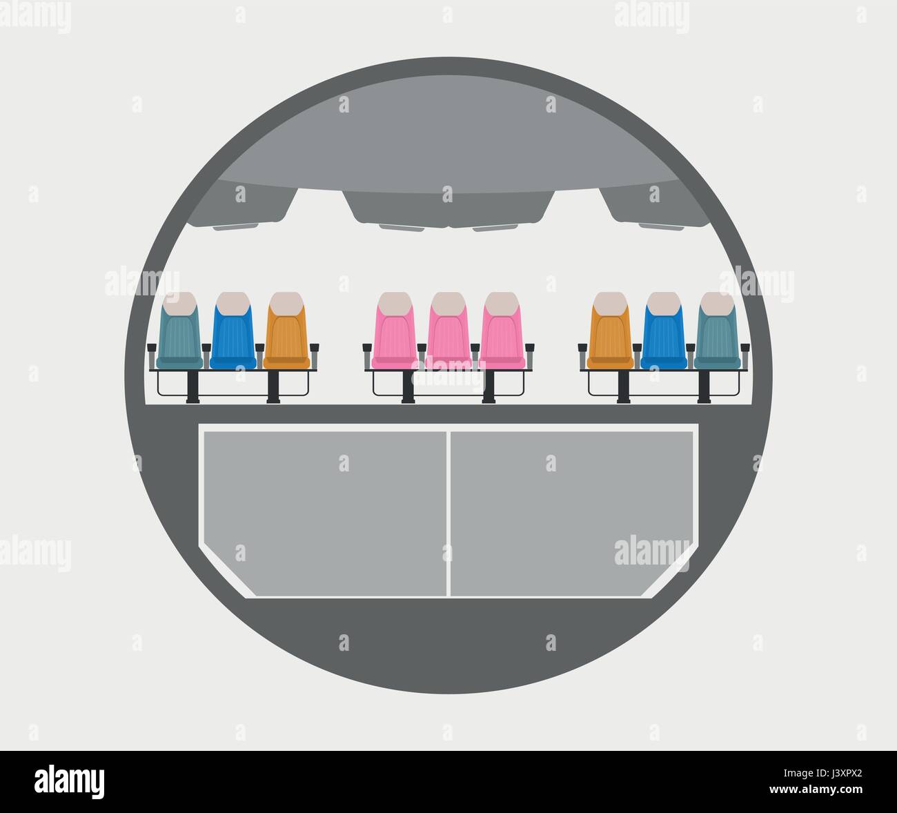 Passenger Wide body Airplane Cross section Vector on white background ...