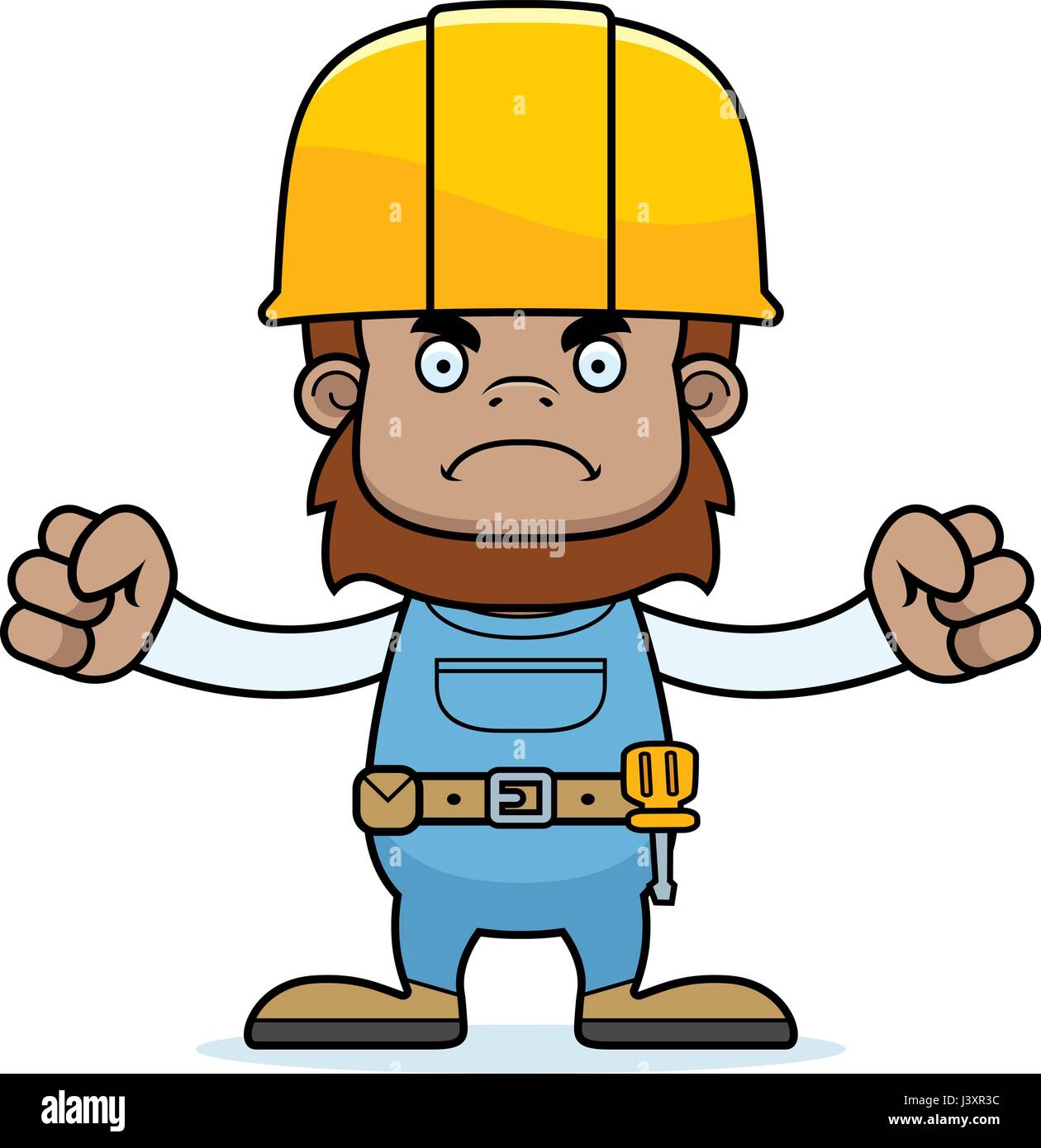 A cartoon construction worker sasquatch looking angry Stock Vector ...