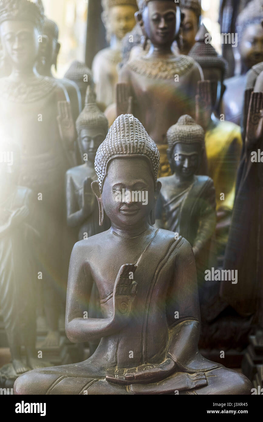 Buddha in Abhaya (Fearless) Mudra with other Buddha statues, Royal ...