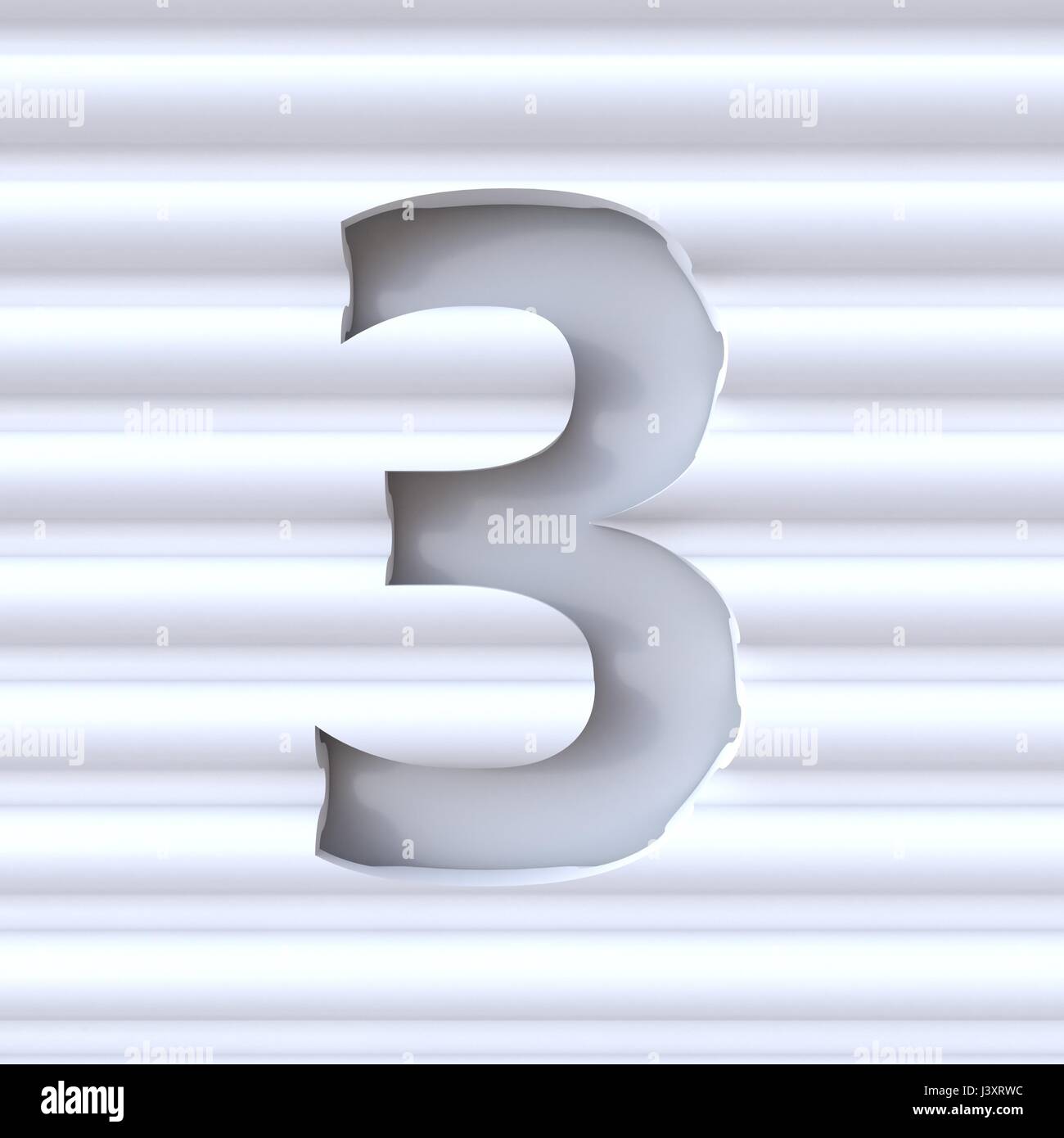 Cut out font in wave surface NUMBER 3 THREE 3D rendering illustration ...