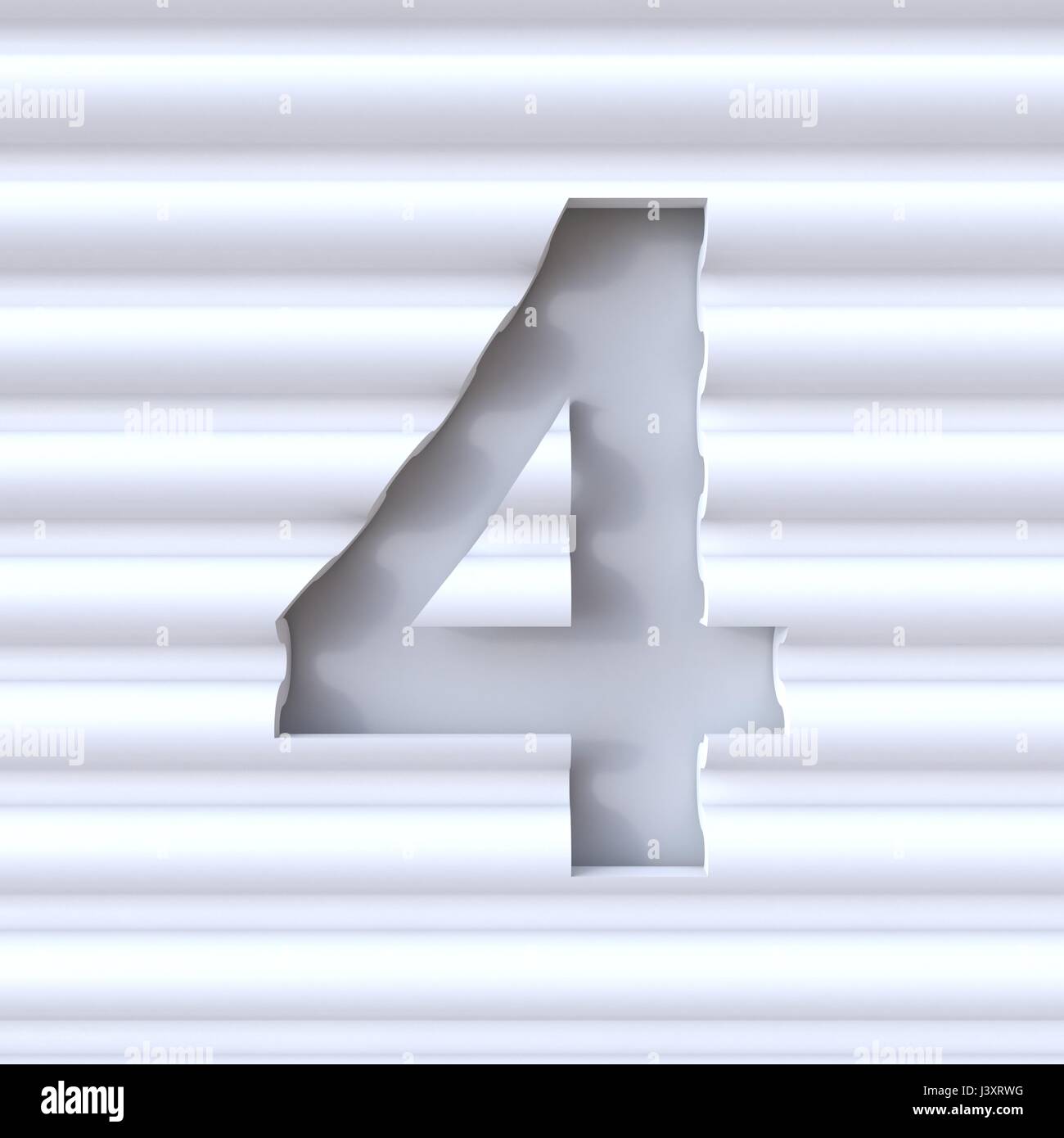 Cut out font in wave surface NUMBER 4 FOUR 3D rendering illustration ...