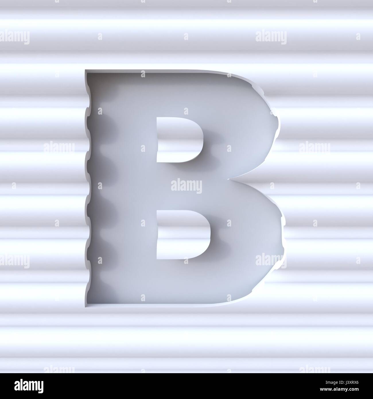 Cut out font in wave surface LETTER B 3D rendering illustration Stock ...