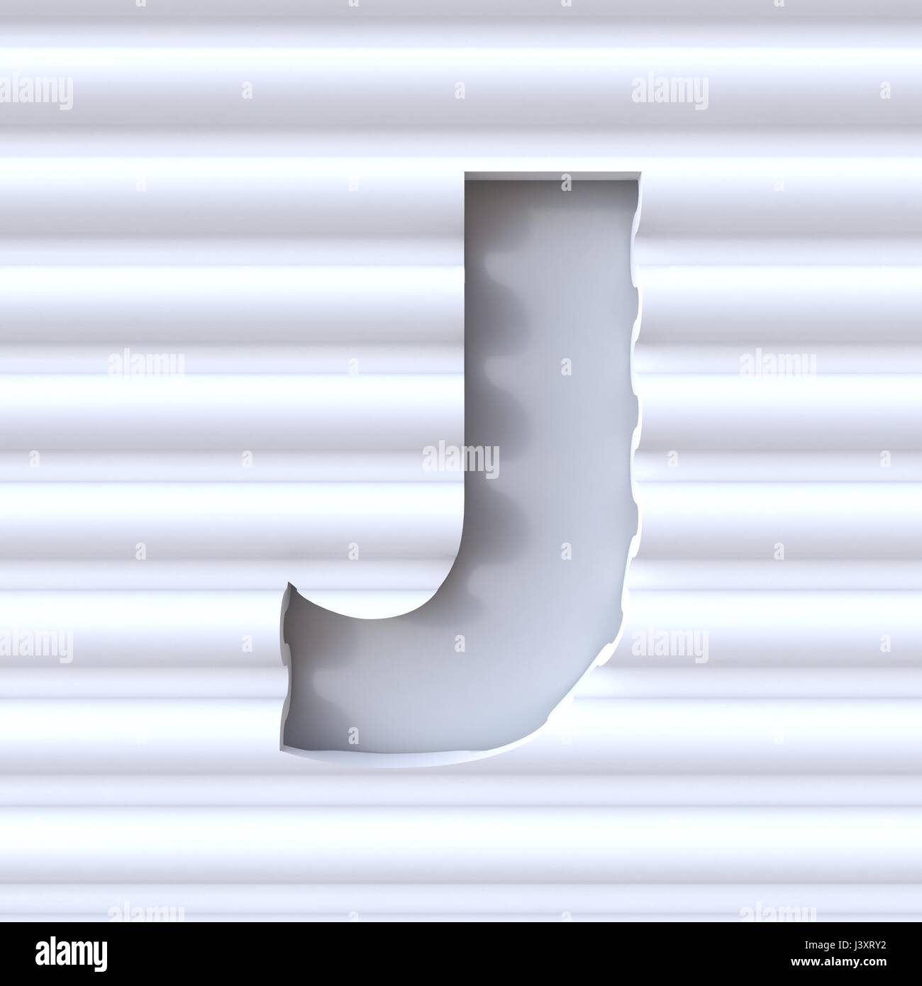 Cut out font in wave surface LETTER J 3D rendering illustration Stock ...