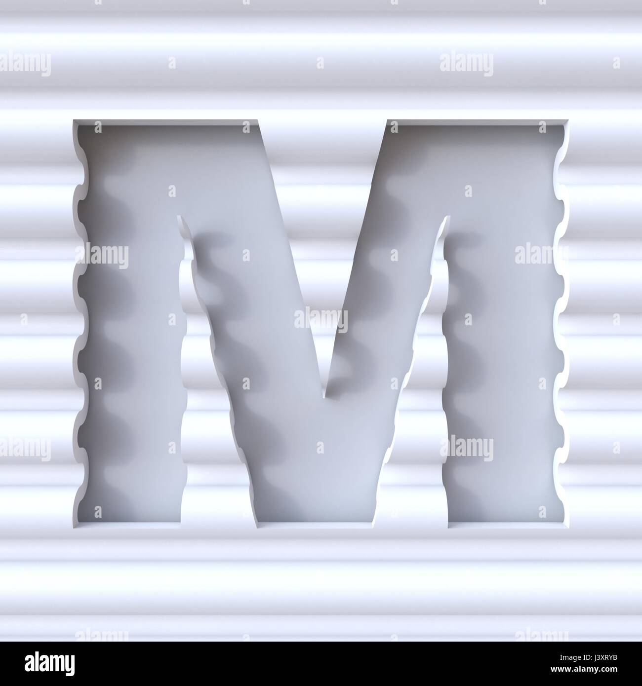 Cut out font in wave surface LETTER M 3D rendering illustration Stock ...