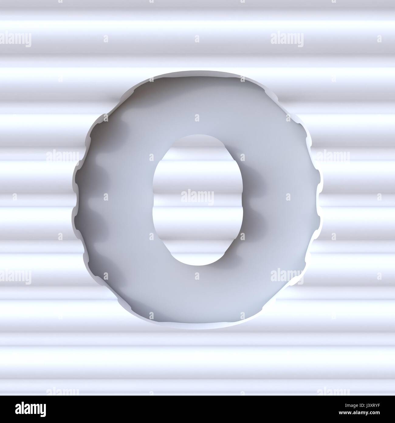 Cut out font in wave surface LETTER O 3D rendering illustration Stock ...