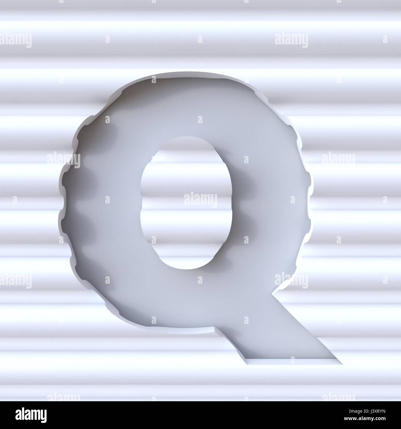 Cut out font in wave surface LETTER Q 3D rendering illustration Stock ...
