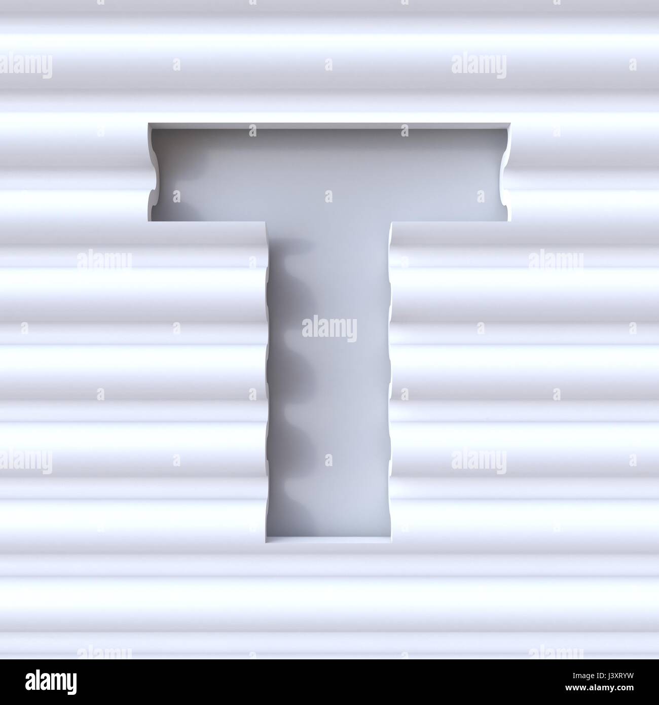 Cut out font in wave surface LETTER T 3D rendering illustration Stock ...