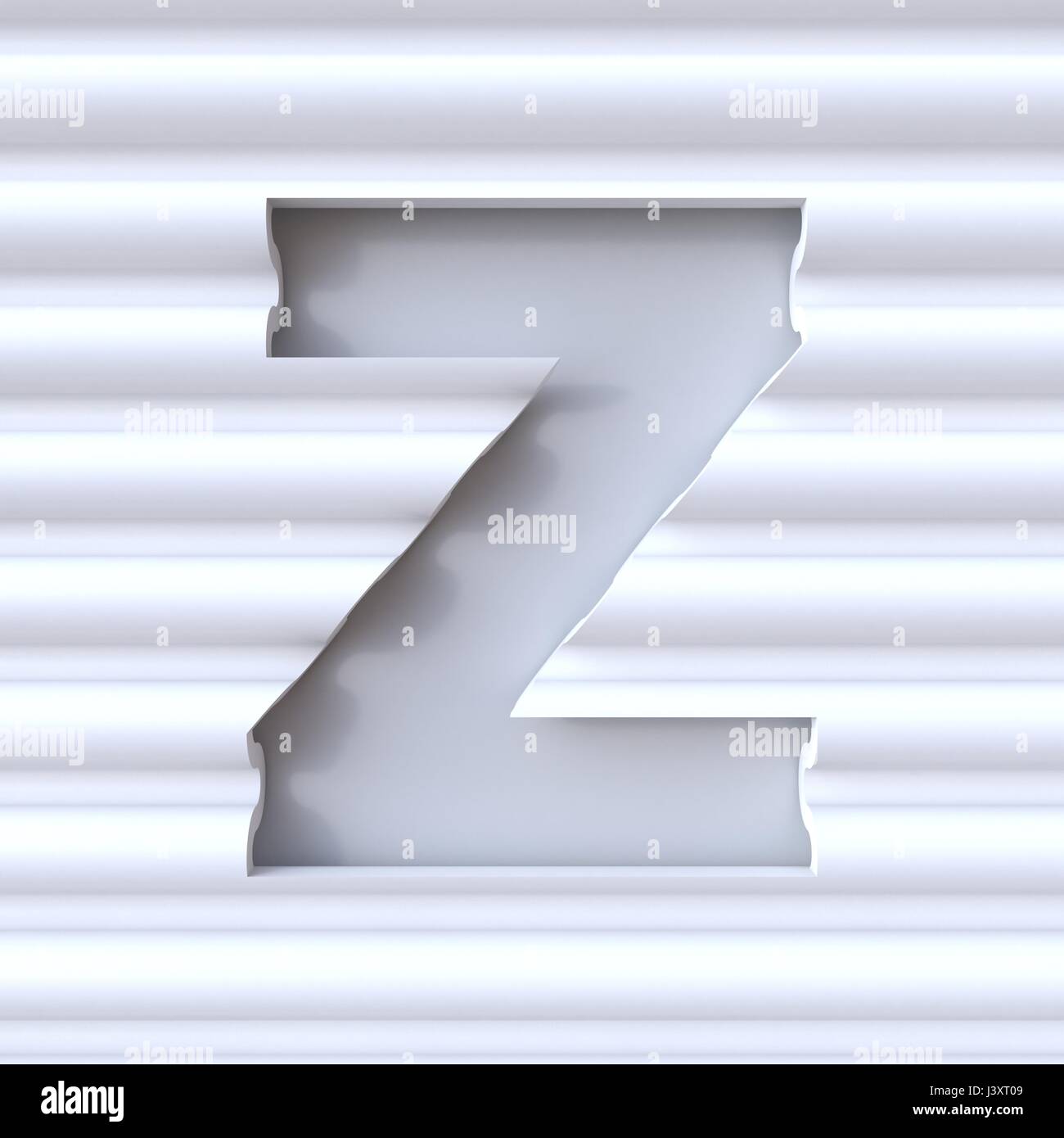 Cut out font in wave surface LETTER Z 3D rendering illustration Stock ...
