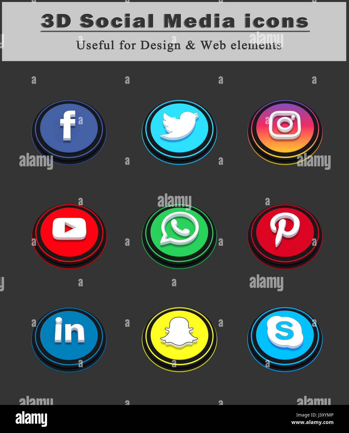 Social media icons circle hi-res stock photography and images - Alamy