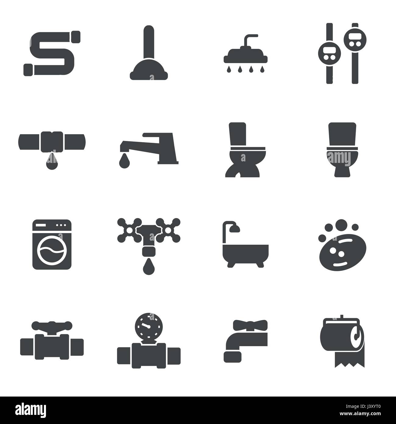 Vector black plumbing icons set on white background Stock Vector Image ...