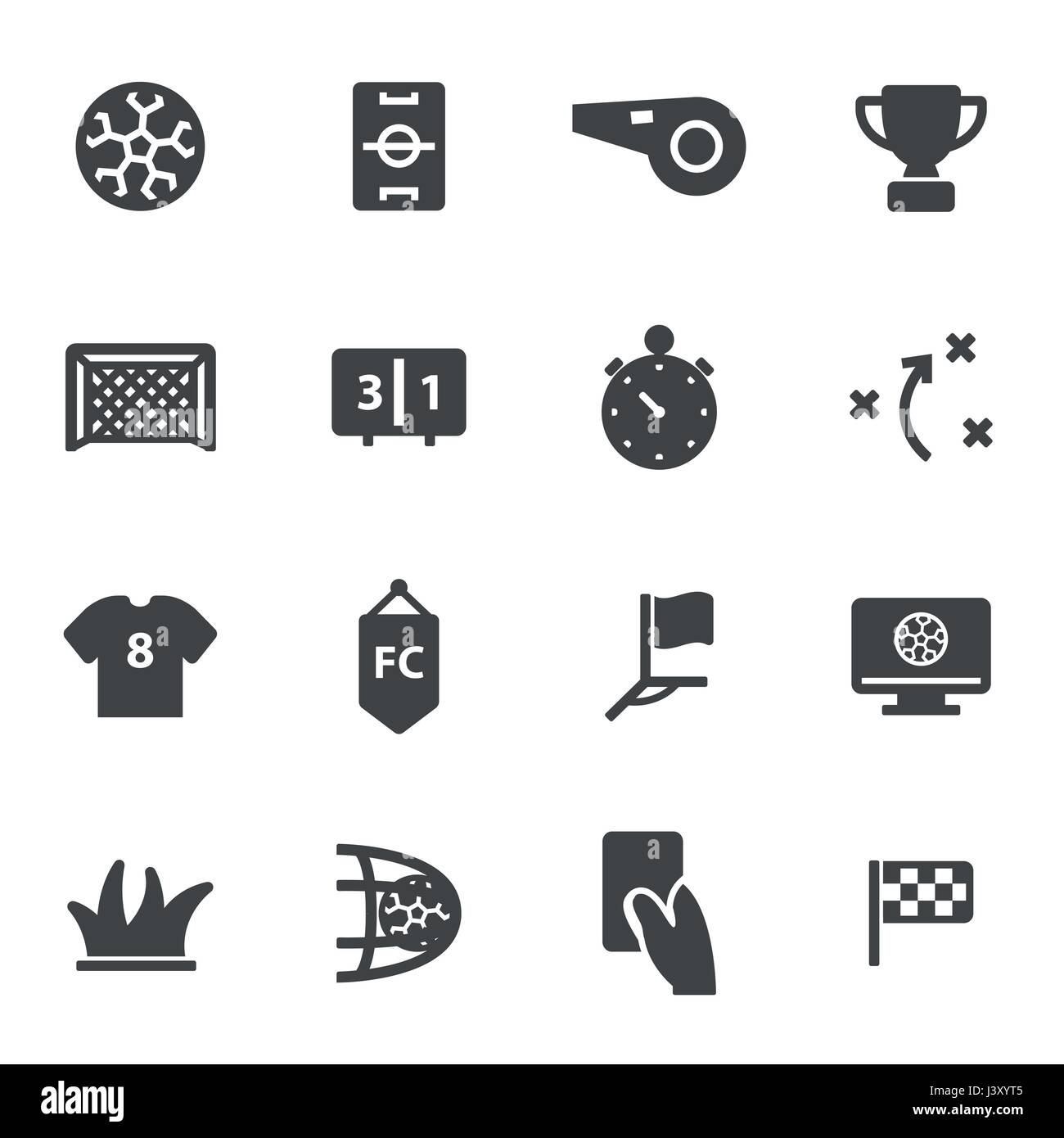 Vector black soccer icons set on white background Stock Vector Image ...