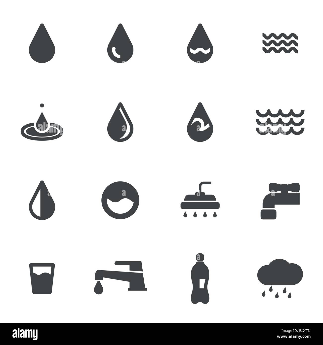 Vector black water icons set on white background Stock Vector Image ...
