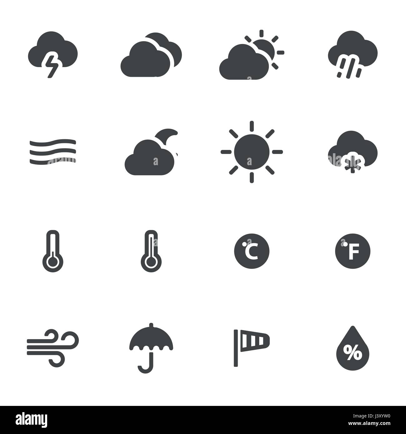Vector black weather icons set on white background Stock Vector Image ...