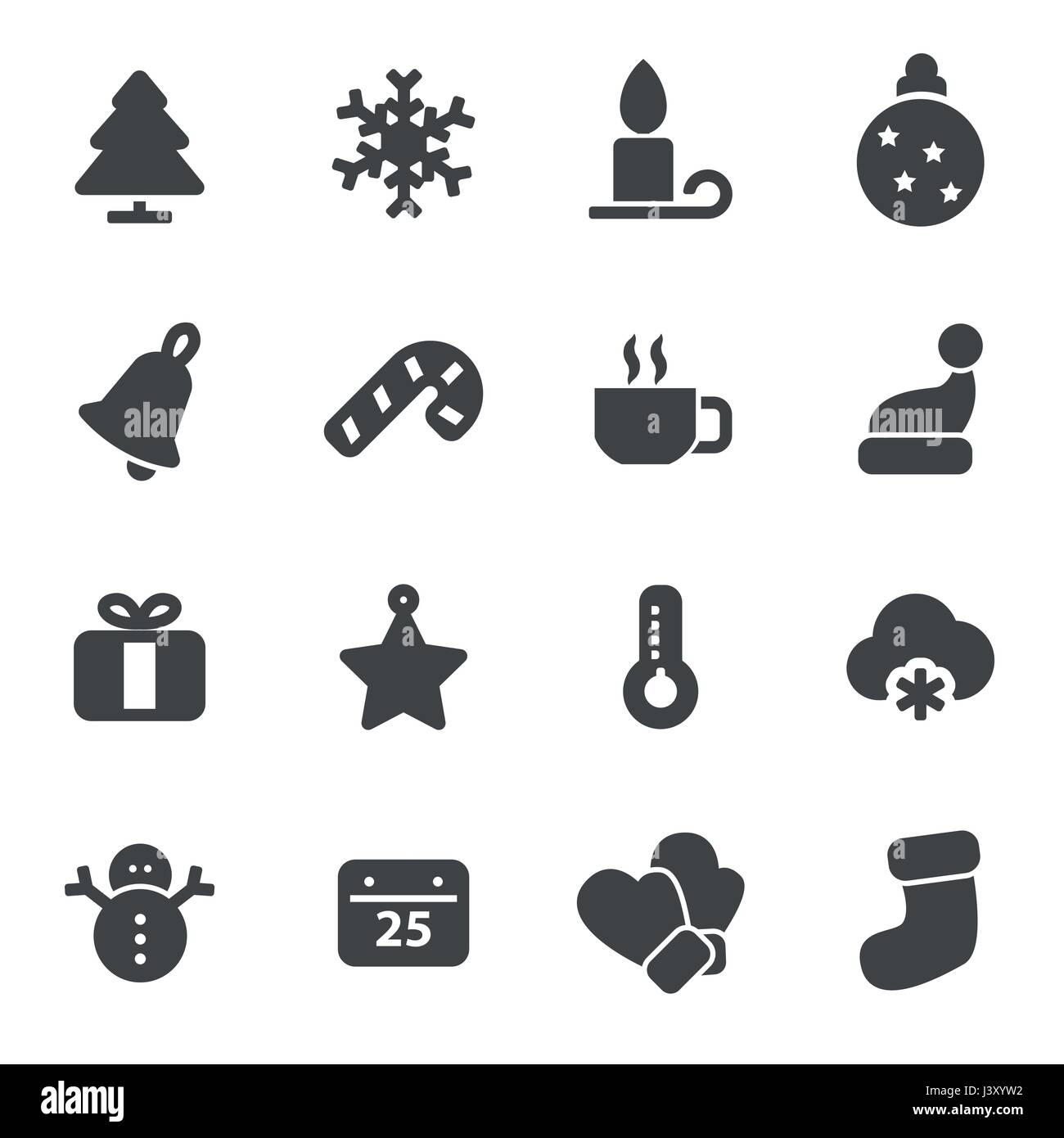 Vector black winter icons set on white background Stock Vector Image ...