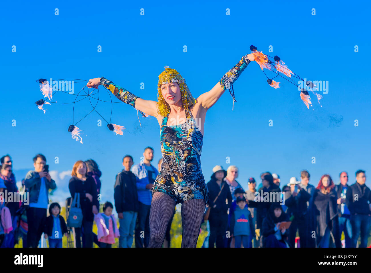 Fire Dancer performance art Stock Photo - Alamy
