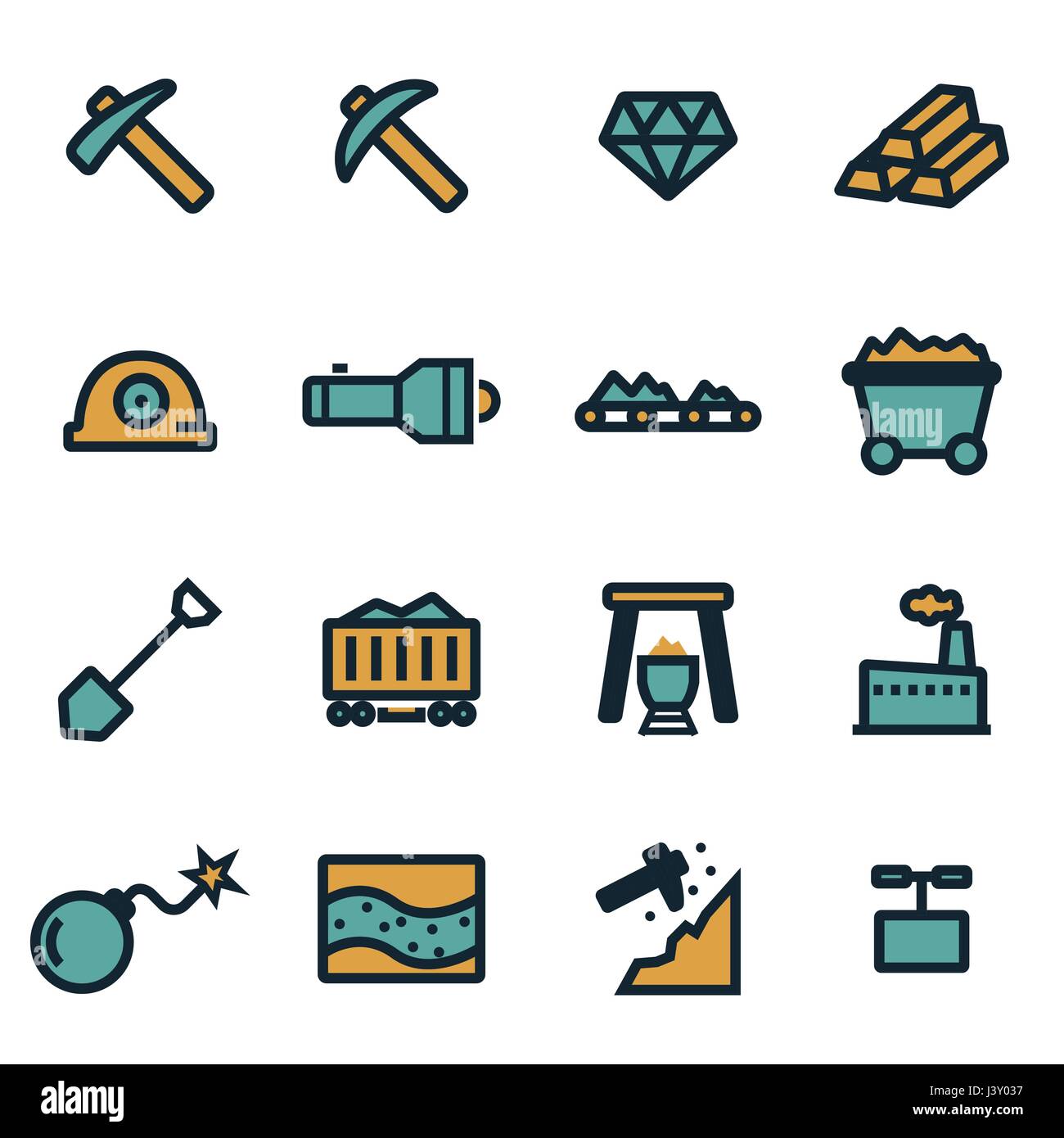 Vector flat mining icons set on white background Stock Vector Image ... Vector flat mining icons set on white background Stock Vector Image ...