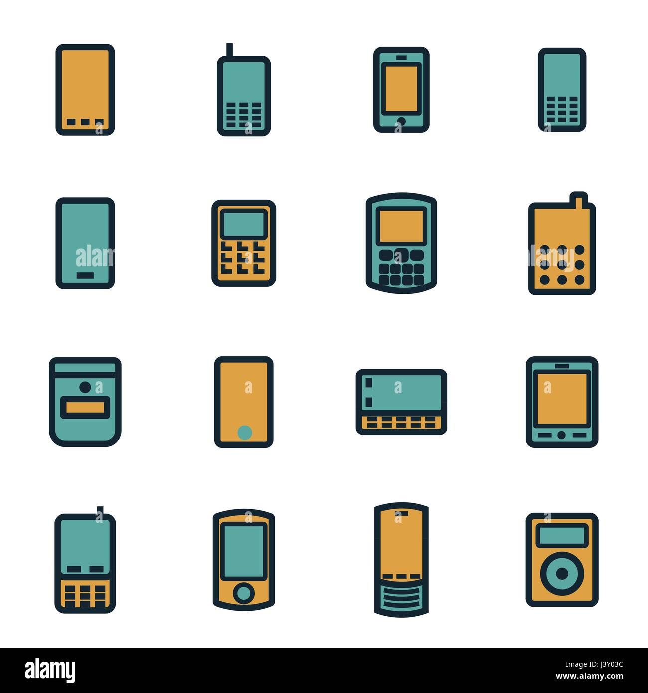 Vector flat mobile icons set on white background Stock Vector Image ...