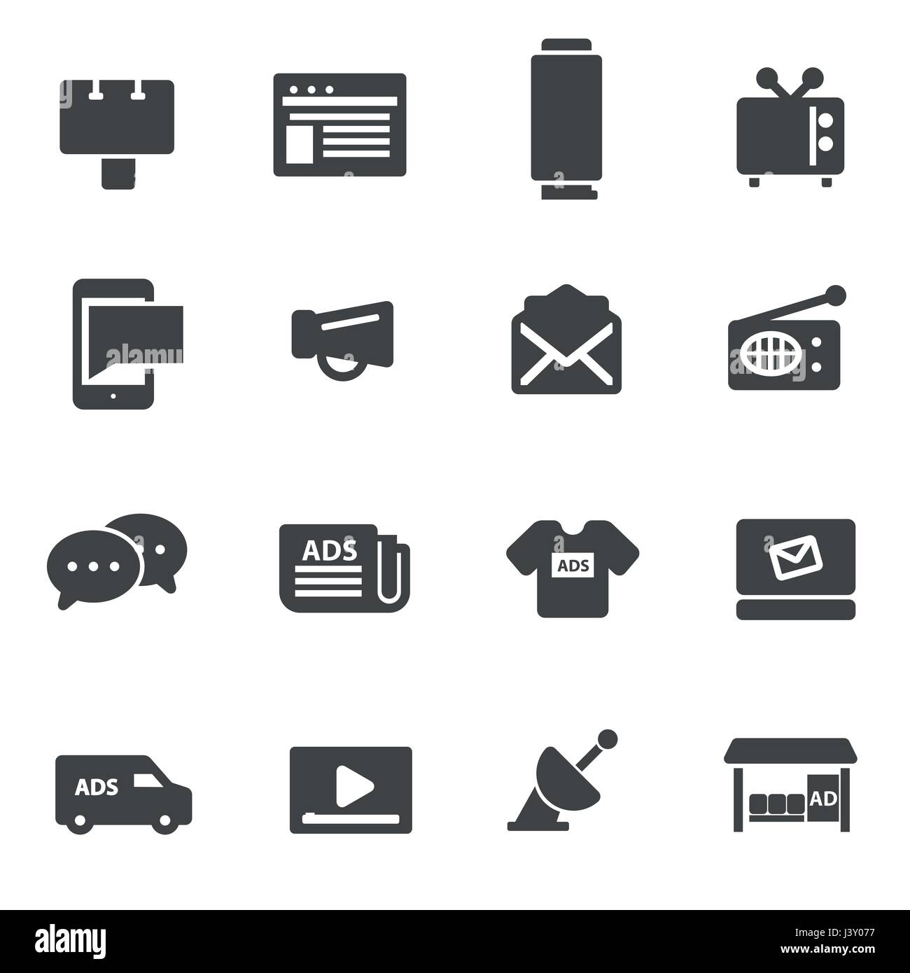 Vector black advertisement icons set on white background Stock Vector ...
