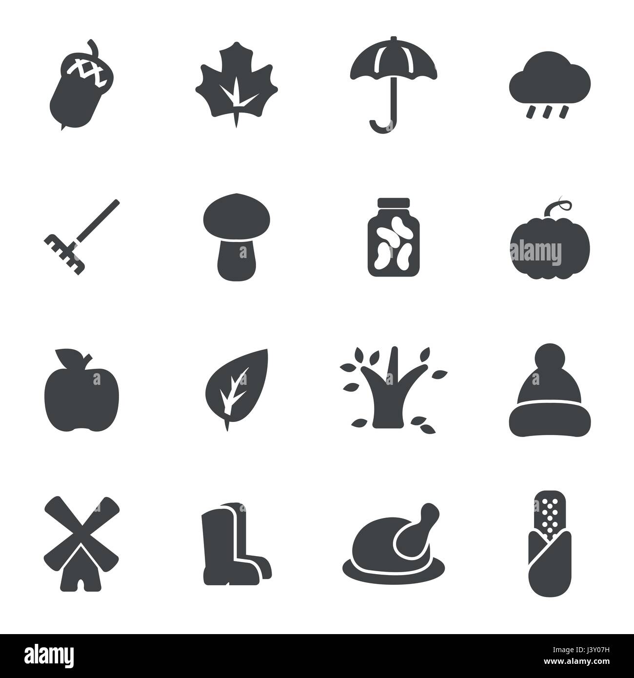 Vector black autumn icons set on white background Stock Vector Image ...
