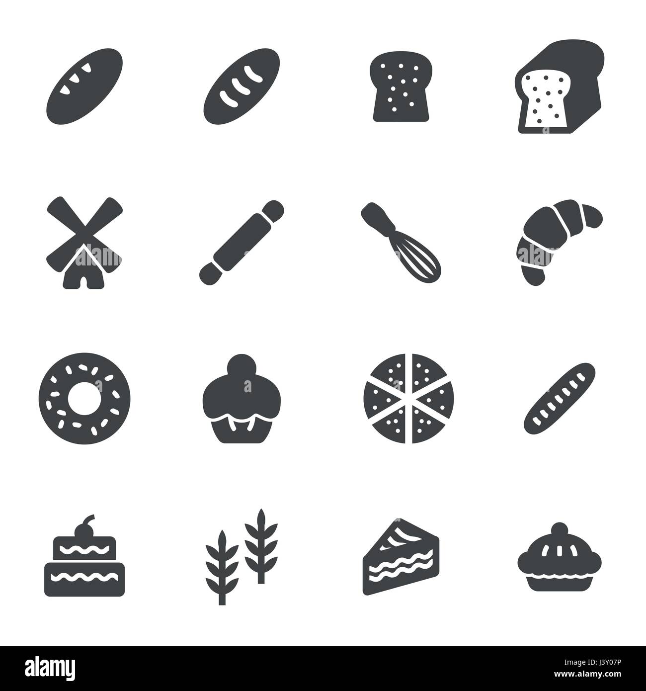 Vector black bakery icons set on white background Stock Vector Image ...