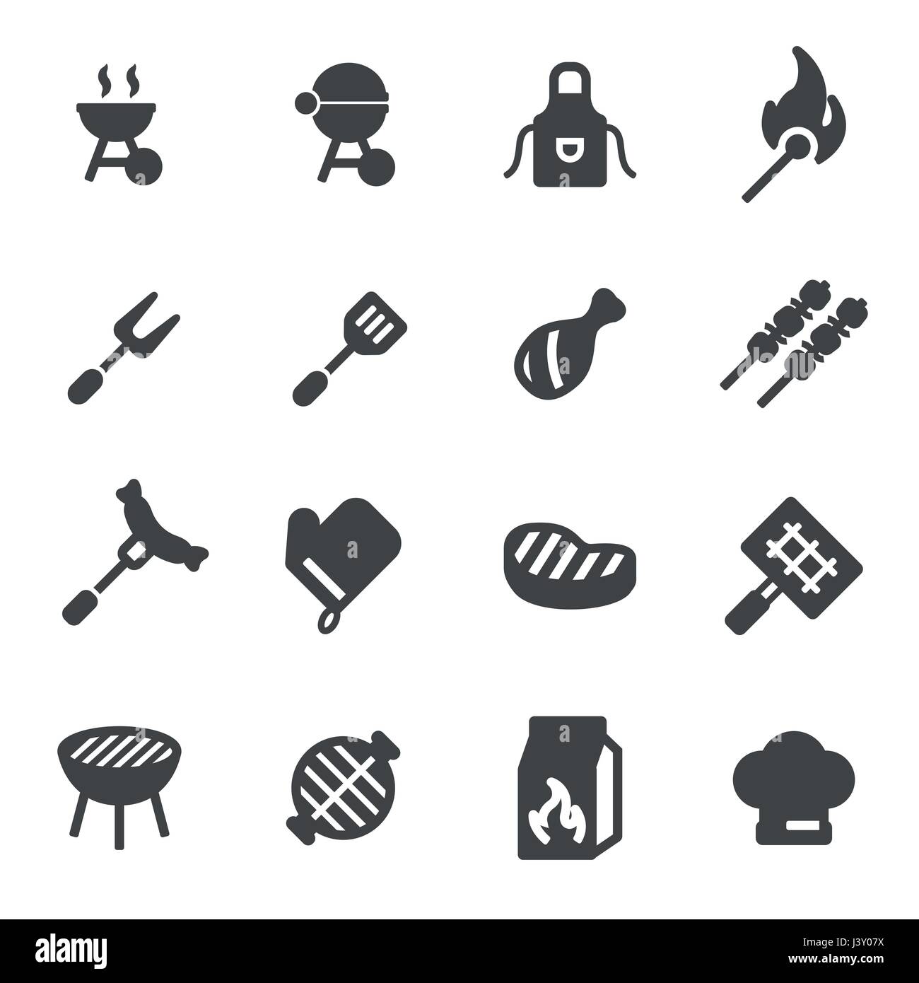 Vector black barbecue icons set on white background Stock Vector Image ...