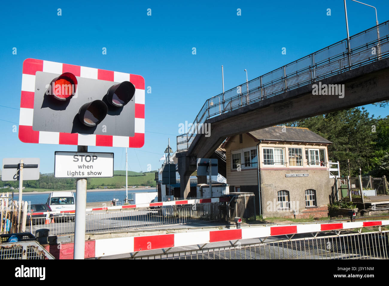 Arriva, train, passing, barrier, of, a, level, crossing, at, Ferryside ...