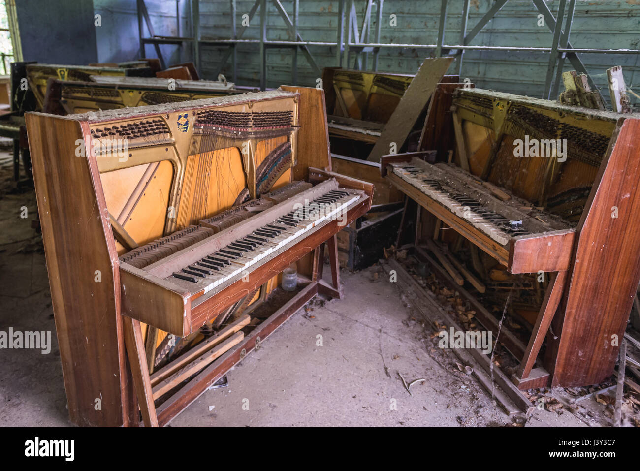 Destroyed piano in abandoned music shop in Pripyat ghost city of ...