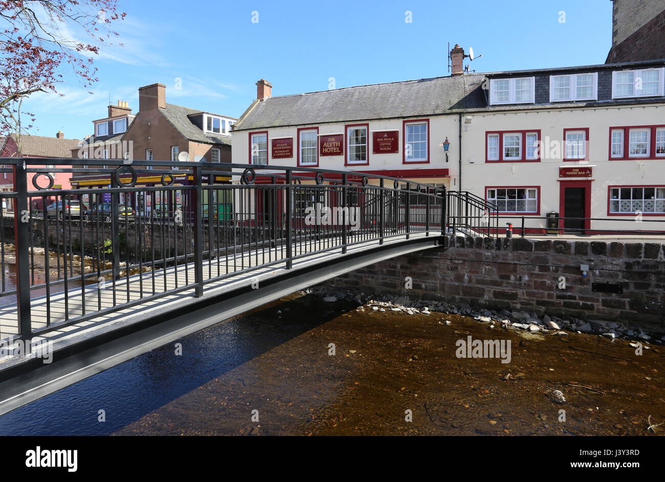 New pedestrian bridge over Alyth Burn in Alyth Scotland May 2017 Stock ...