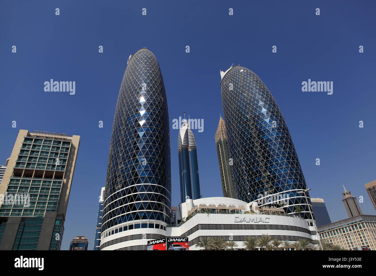 High-rise tower buildings in the business area in Dubai, United Arab ...