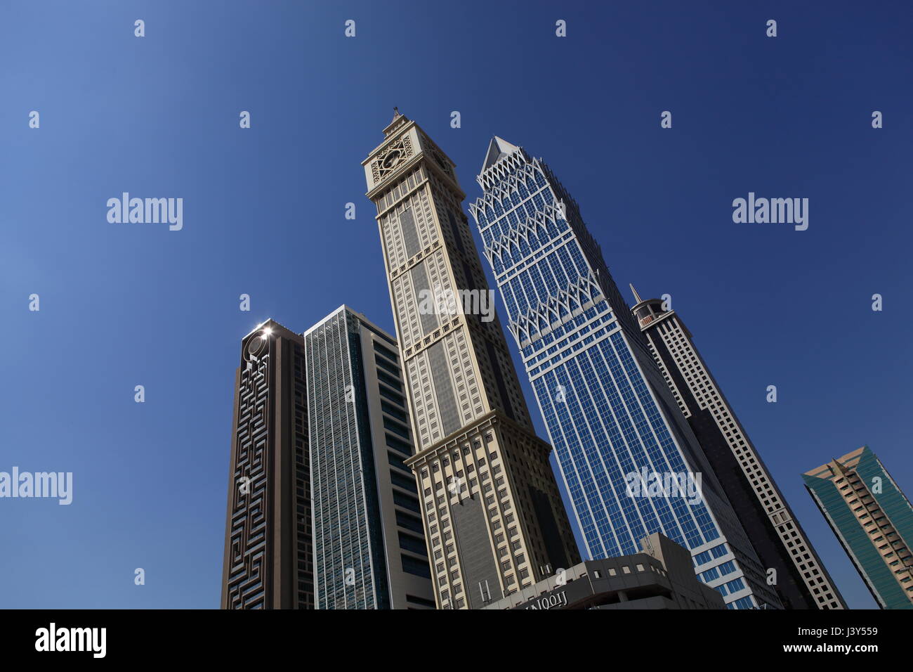 High-rise tower buildings in the business area in Dubai, United Arab ...