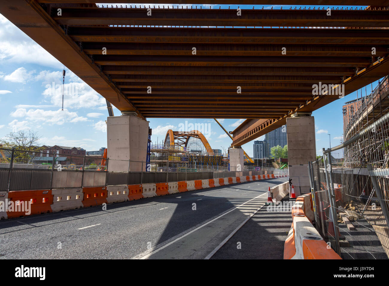 New rail bridges under construction over the river Irwell and Trinity ...