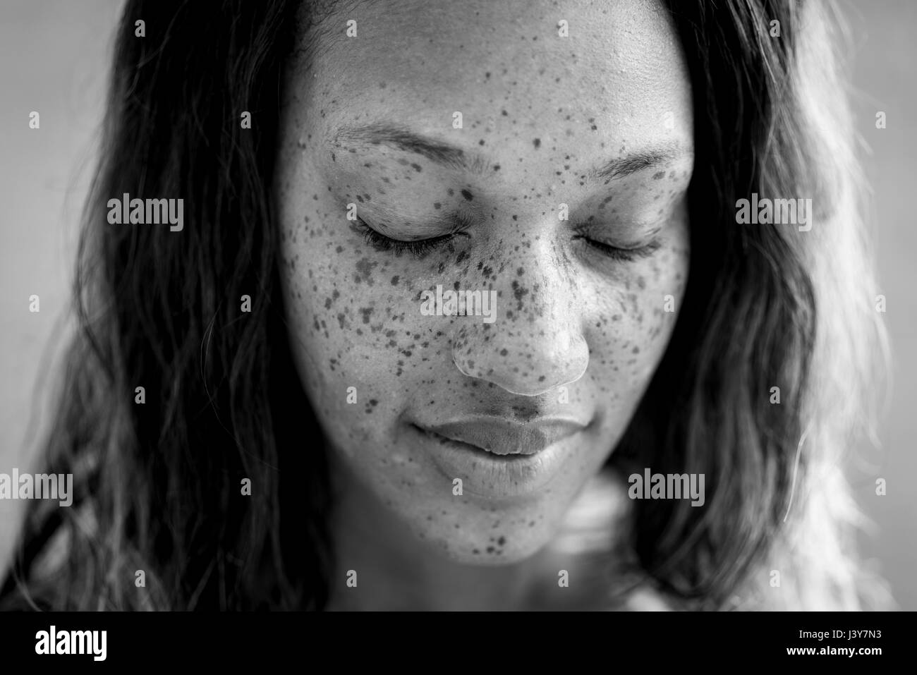 Women eyes closed Black and White Stock Photos & Images - Alamy