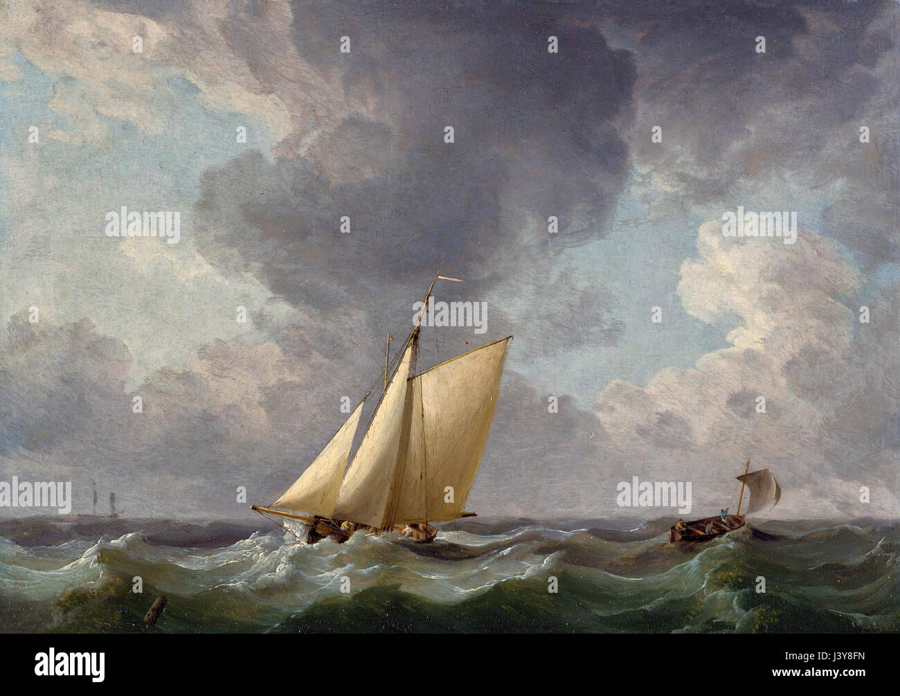 A Cutter in a Strong Breeze - Charles Brooking - circa 1750 Stock Photo ...