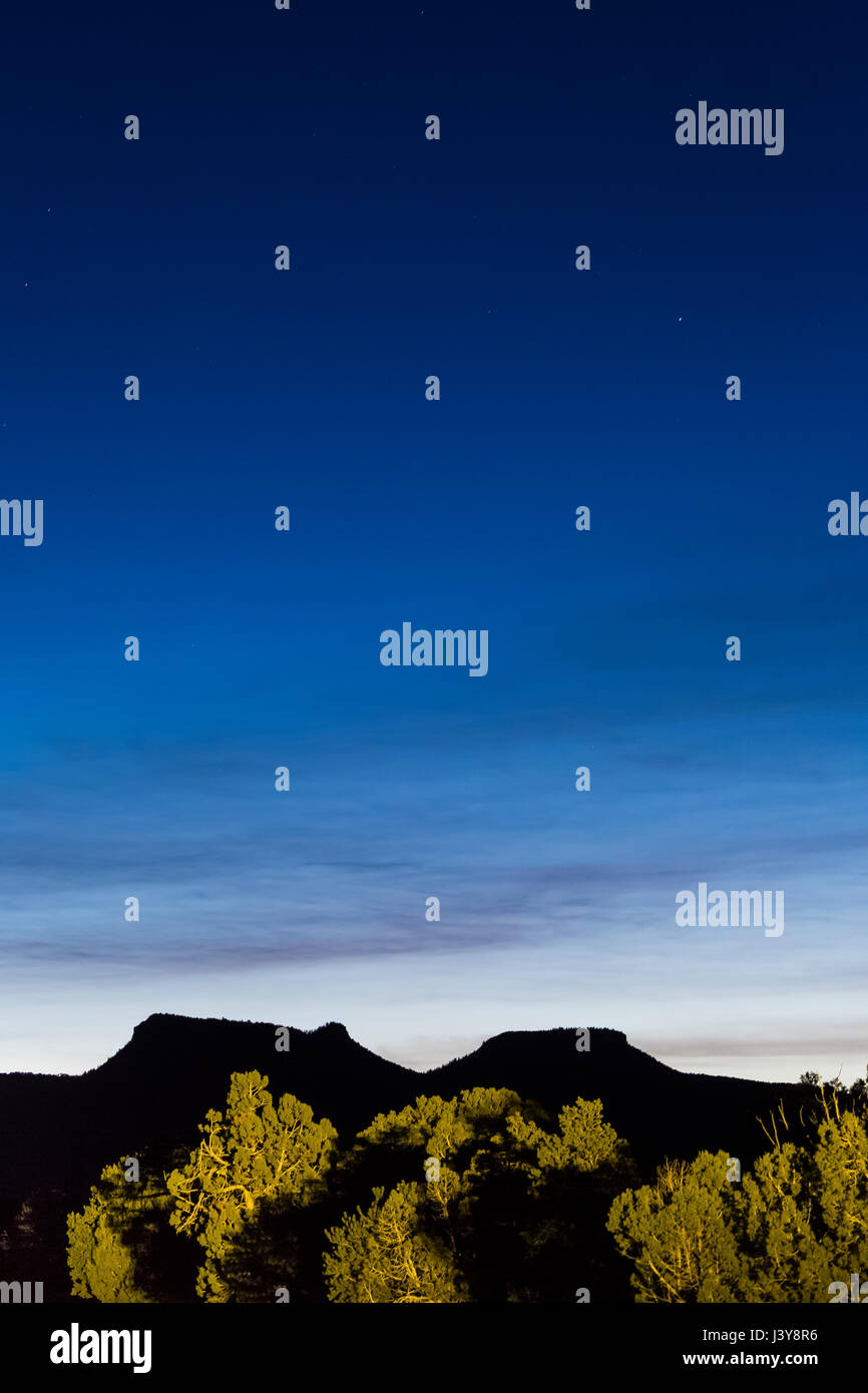 Bears Ears Buttes in pre-dawn twilight in Bears Ears National Monument ...