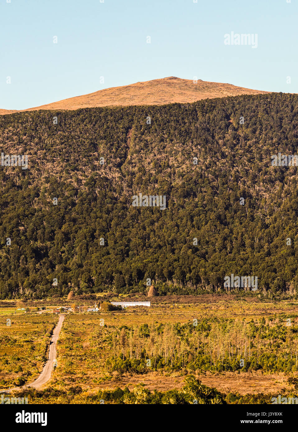 Hauhungatahi, a volcano in Tongariro National Park. Escarpment towers ...
