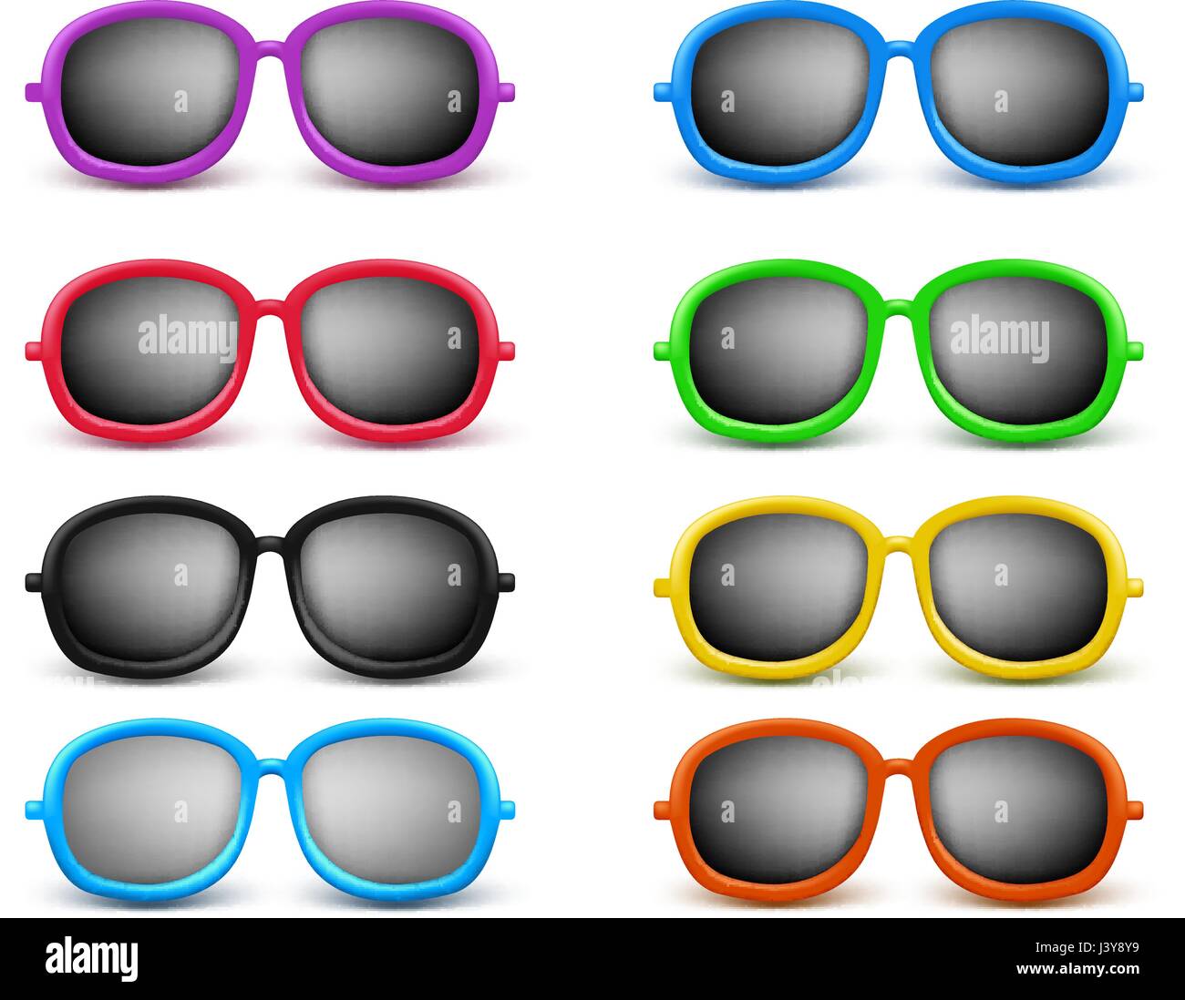 Vector Set of Colorful Unisex Modern Stylish Elegant Sunglasses For ...