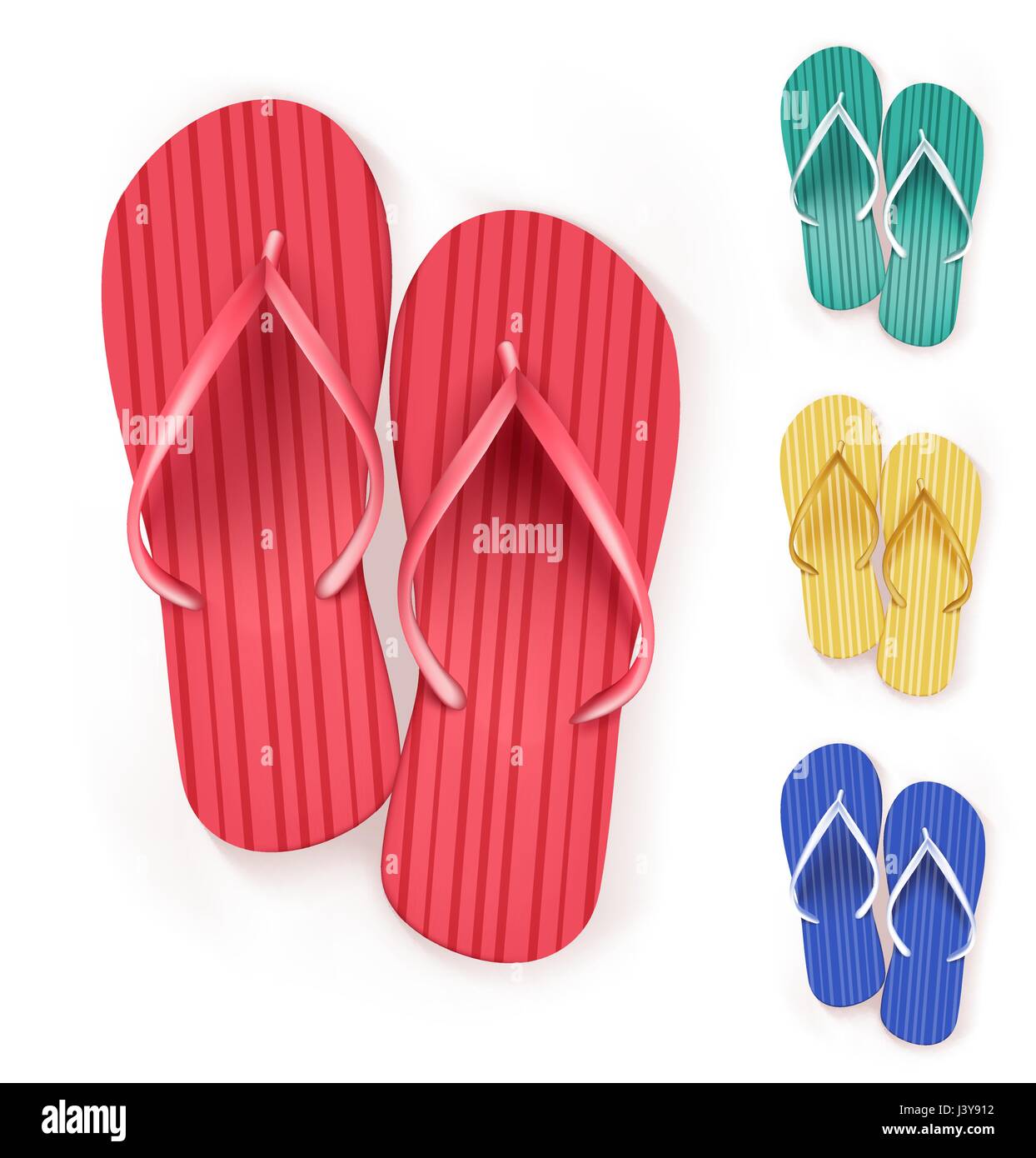Vector Set of Colorful Beach Slippers for Summer Vacation and Outdoor ...