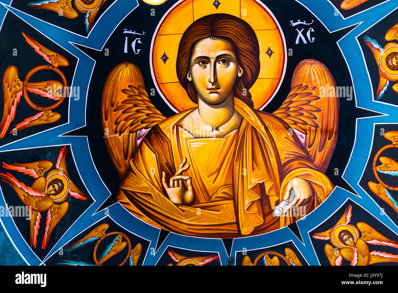 Jesus Christ Fresco Dome John Baptist Greek Orthodox Church Jesus ...