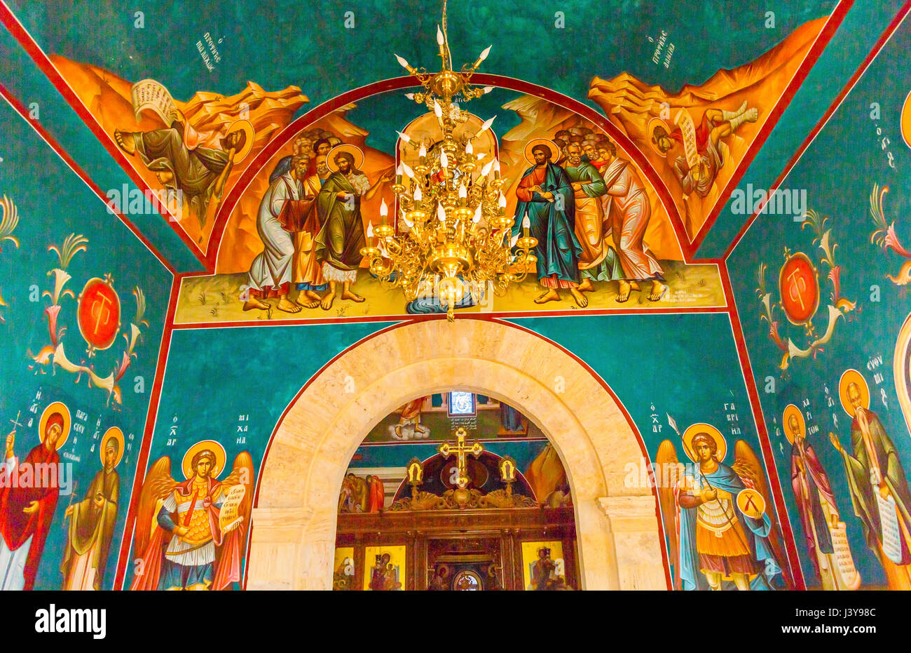 New orthodox church at the baptism site of jesus hi-res stock ...