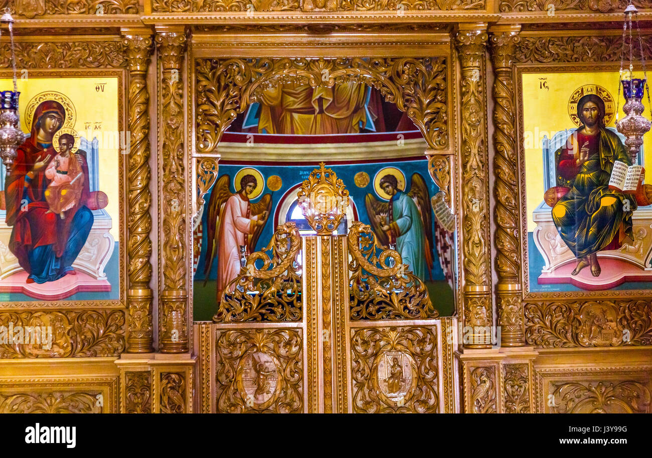 New orthodox church at the baptism site of jesus hi-res stock ...