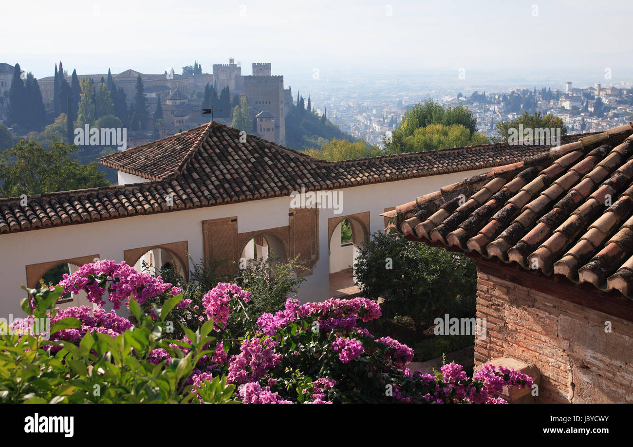 View at Granada from famous Alhambra palace, Spain Stock Photo - Alamy
