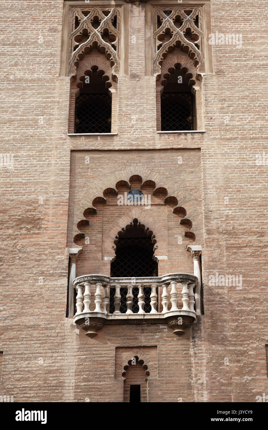 Fragment of Seville Cathedral with balcony and windows Stock Photo - Alamy