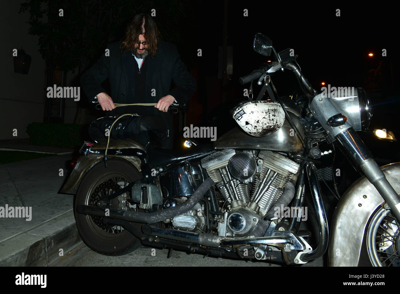 Judd Nelson riding a custom motorcycle in West Hollywood. Featuring ...