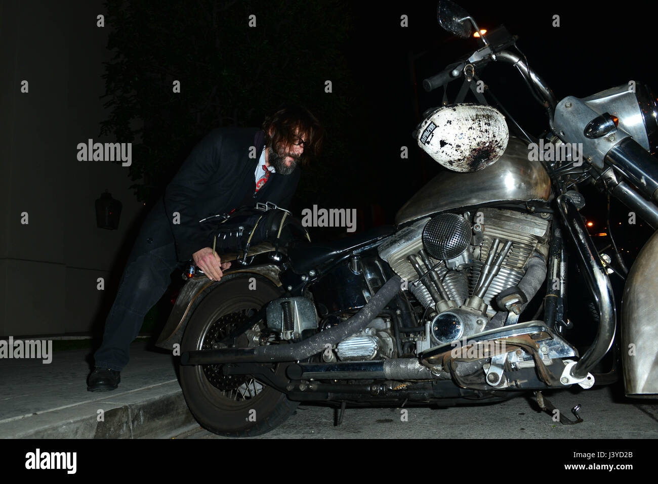 Judd Nelson riding a custom motorcycle in West Hollywood. Featuring ...