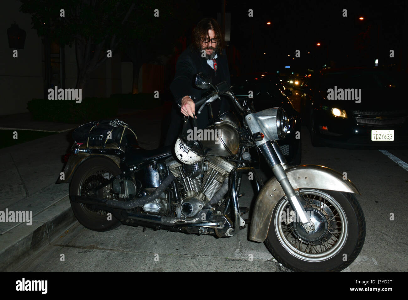 Judd Nelson riding a custom motorcycle in West Hollywood. Featuring ...