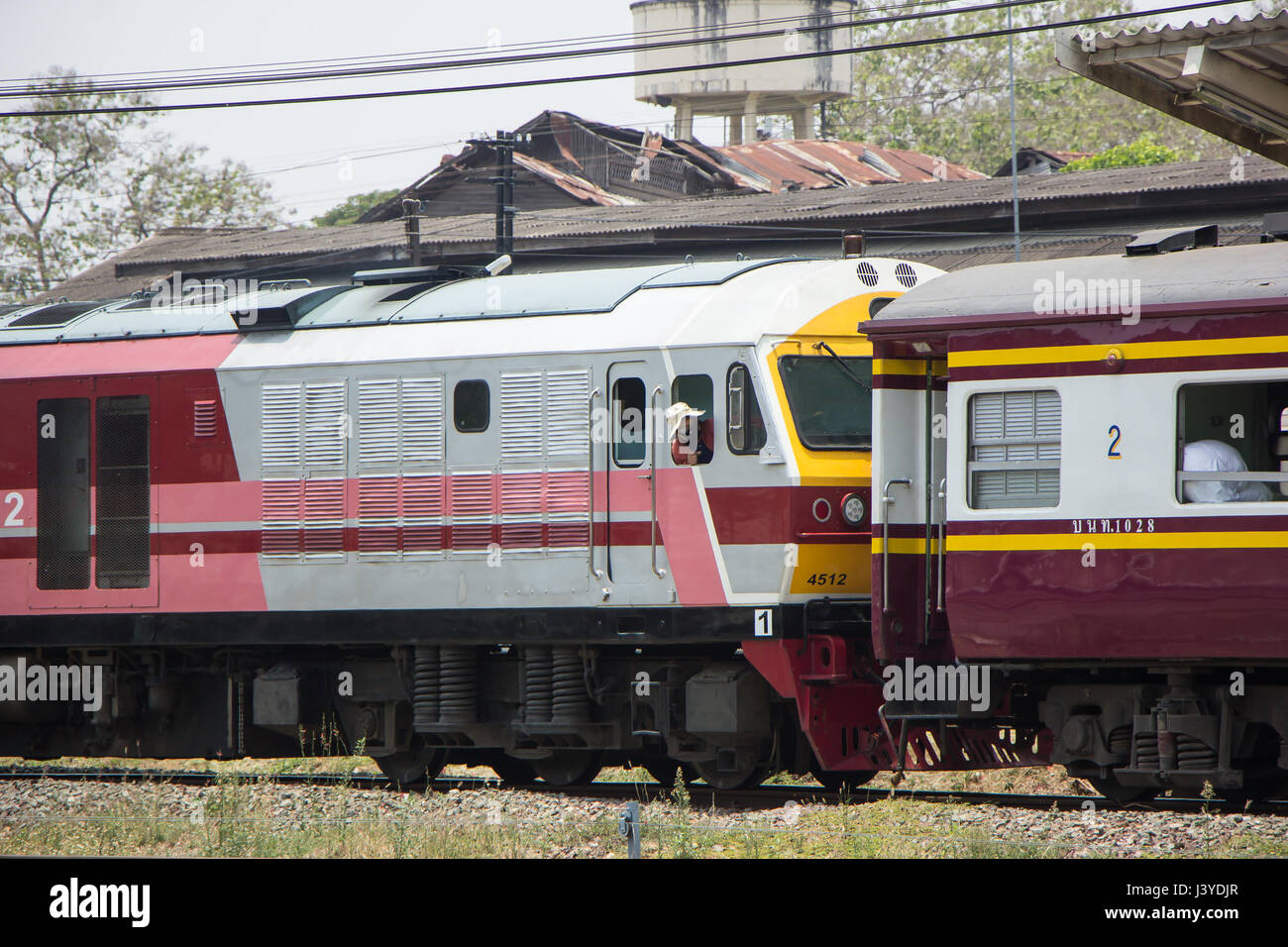 CHIANG MAI, THAILAND -APRIL 25 2017: Hitachi Diesel locomotive no.4512 ...