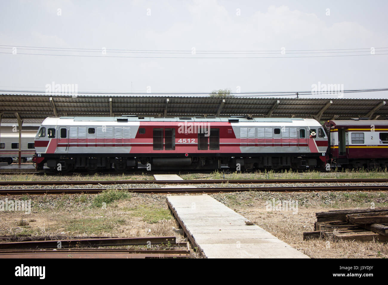 CHIANG MAI, THAILAND -APRIL 25 2017: Hitachi Diesel locomotive no.4512 ...