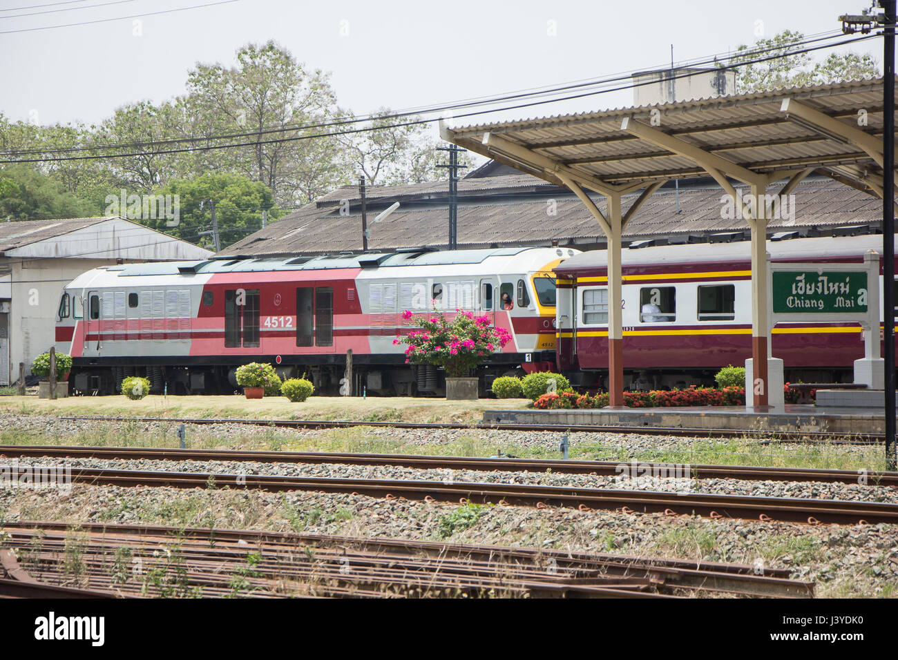 CHIANG MAI, THAILAND -APRIL 25 2017: Hitachi Diesel locomotive no.4512 ...